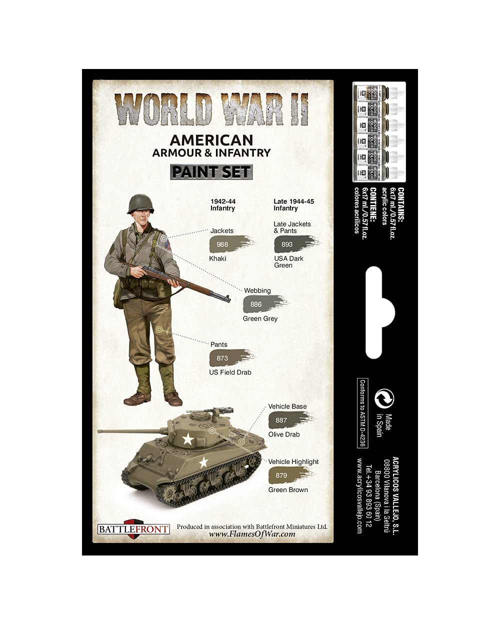 Vallejo Model Color Wwii American Armour Infantry Paint Set 6 Colors | eBay