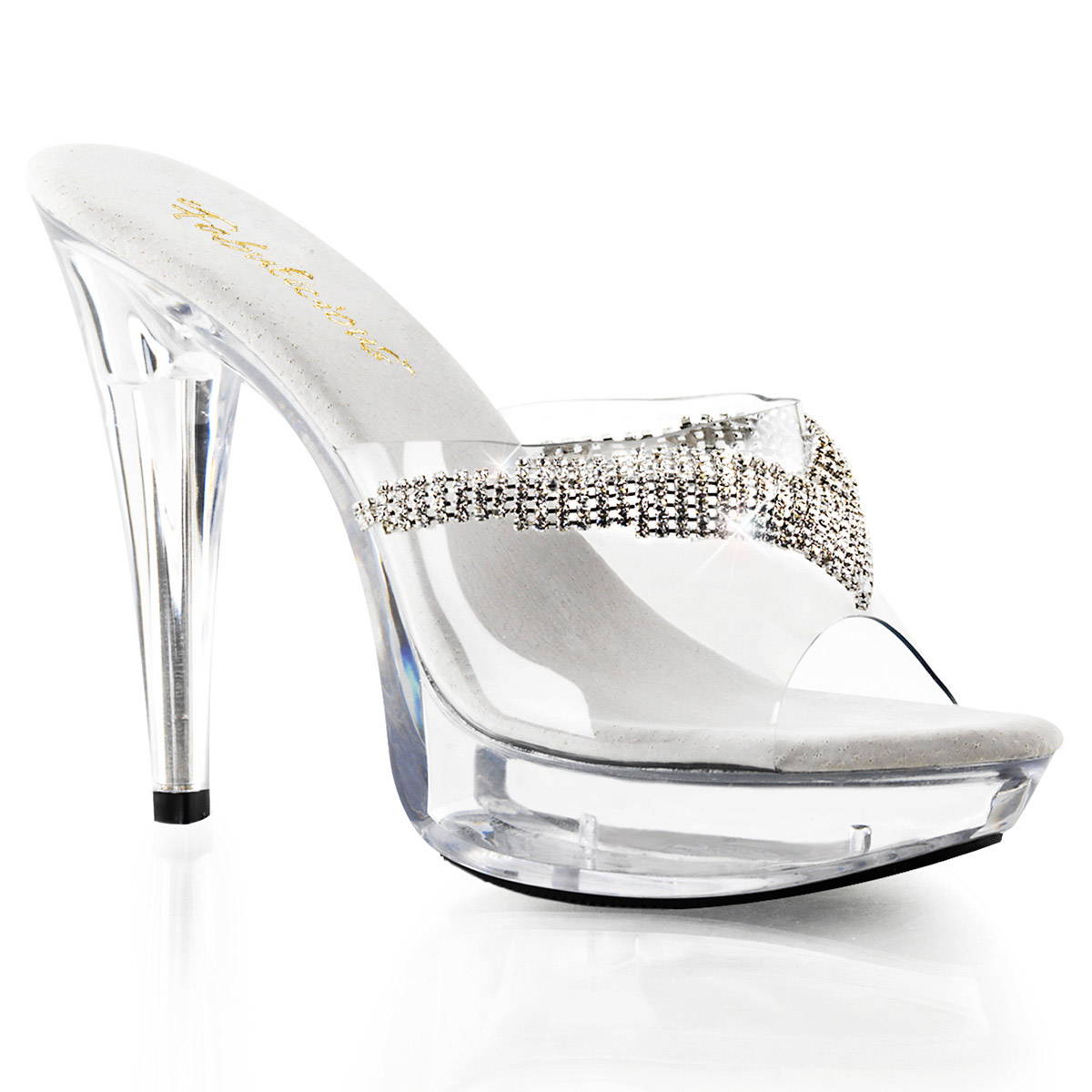 Pleaser Fabulicious Rhinestone Chain Ornament Mule Heels Adult Women ...