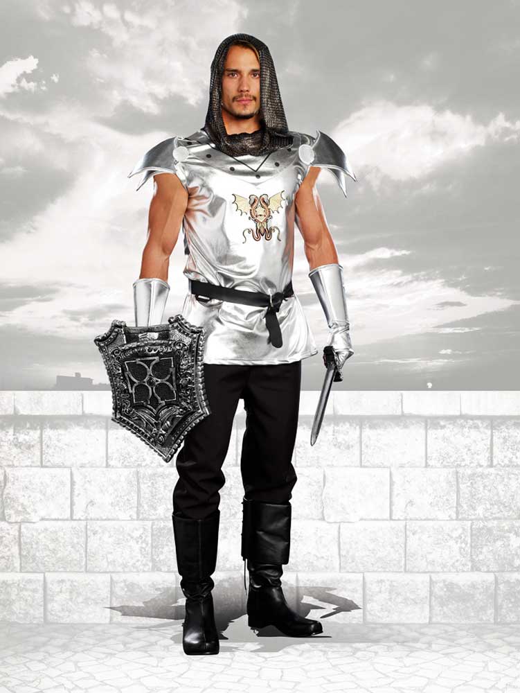 Handsome Knight Metallic Armor Dragon Slayer Medieval & Gothic Costume ...