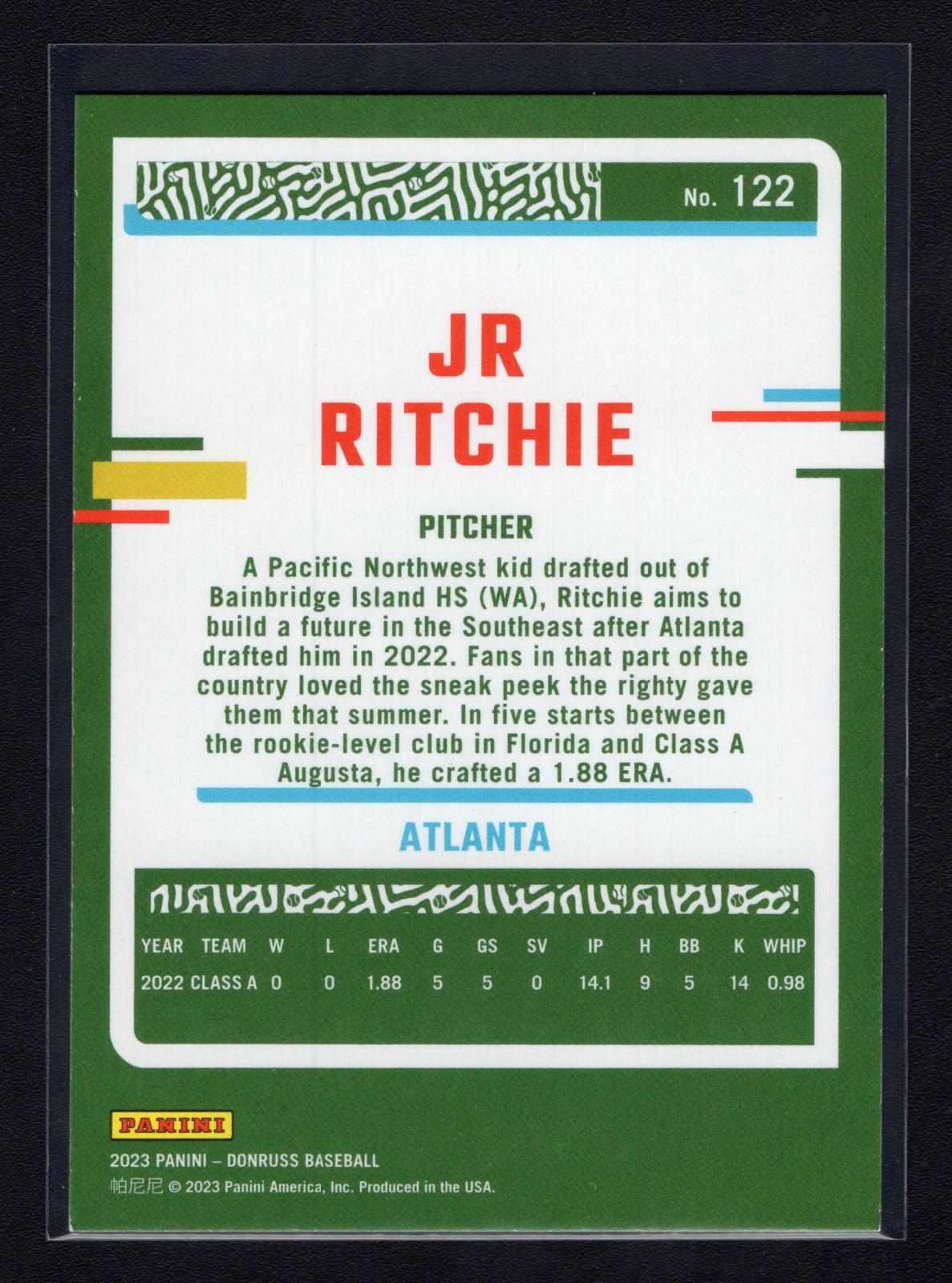 JR Ritchie #122 Prices | 2023 Panini Donruss | Baseball Cards