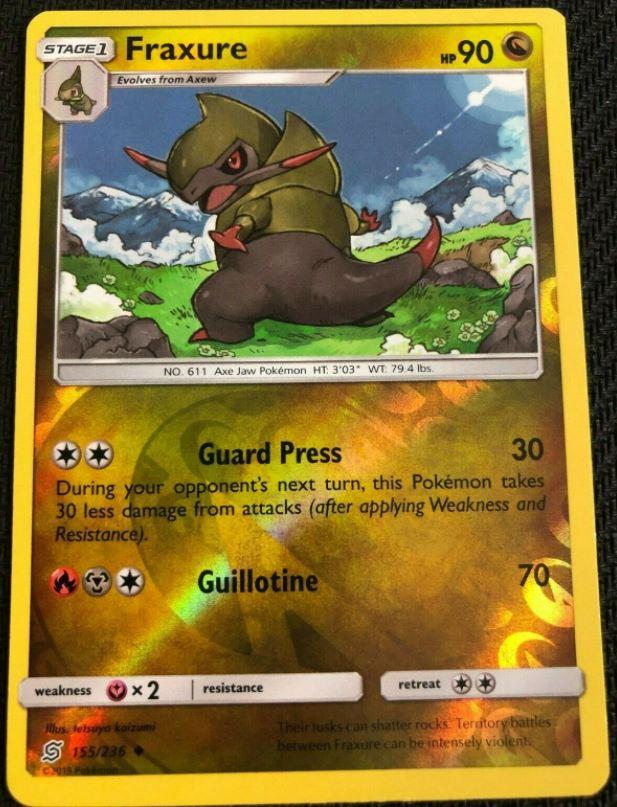 Fraxure [Reverse Holo] #155 Prices | Pokemon Unified Minds | Pokemon Cards