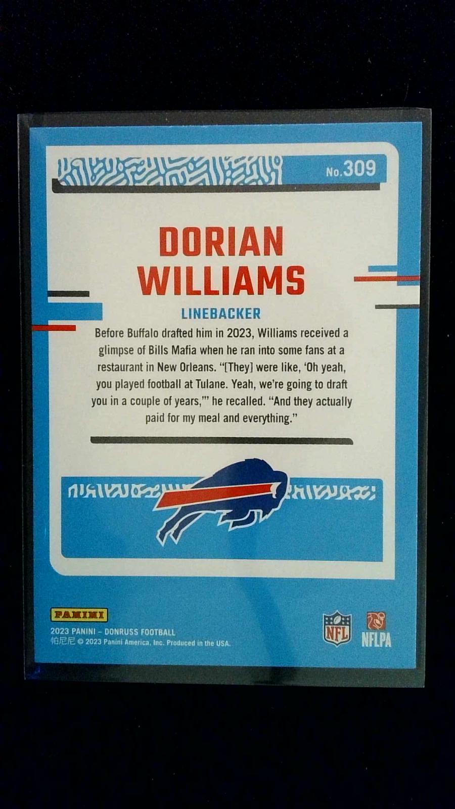 Dorian Williams #309 Prices [Rookie] | 2023 Panini Donruss | Football Cards
