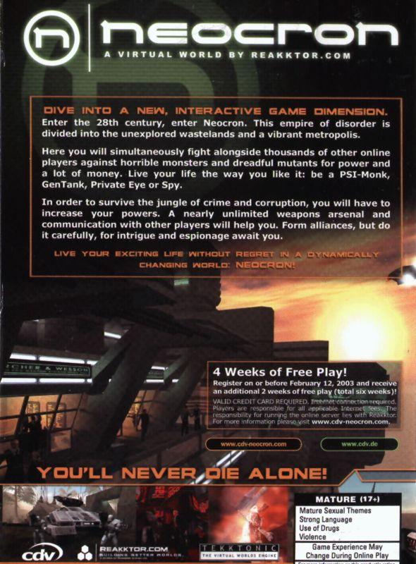 Neocron Prices PC Games | Compare Loose, CIB & New Prices