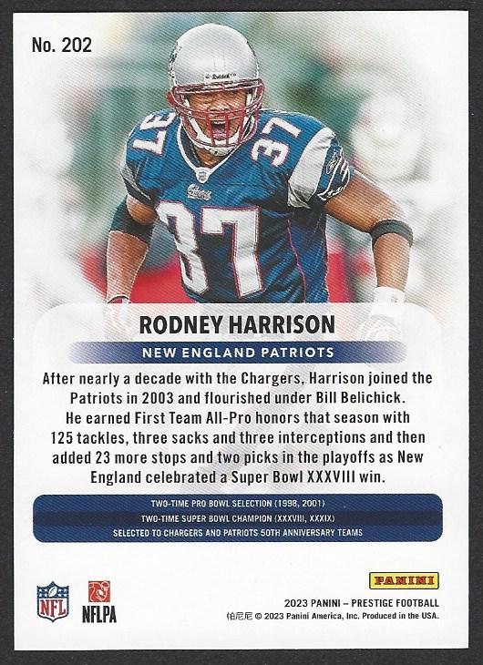 Rodney Harrison #202 Prices | 2023 Panini Prestige | Football Cards