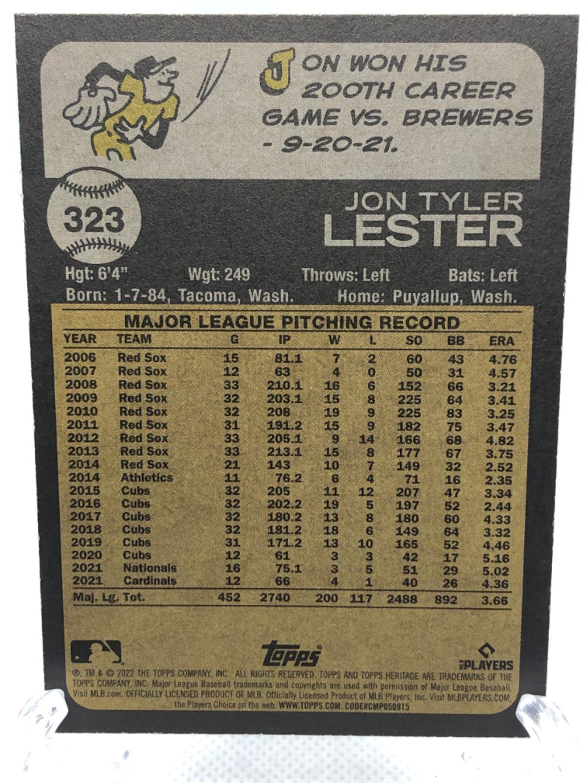 Jon Lester #323 Prices | 2022 Topps Heritage | Baseball Cards