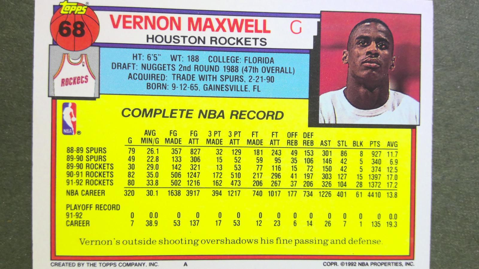 Vernon Maxwell #68 Prices | 1992 Topps | Basketball Cards