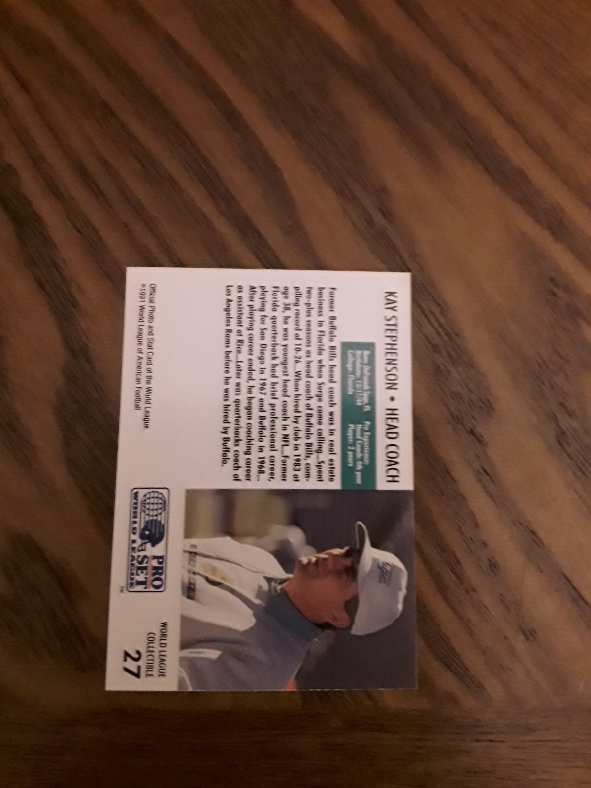 Kay Stephenson [World League] #27 Prices | 1991 Pro Set | Football Cards