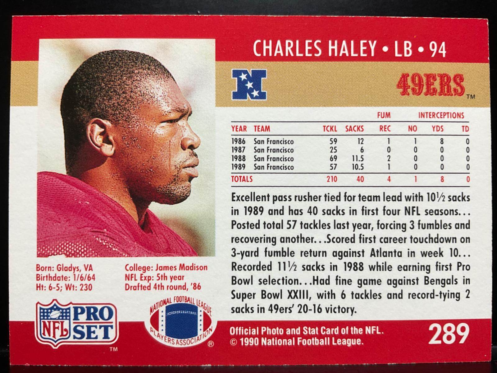 Charles Haley #289 Prices | 1990 Pro Set | Football Cards
