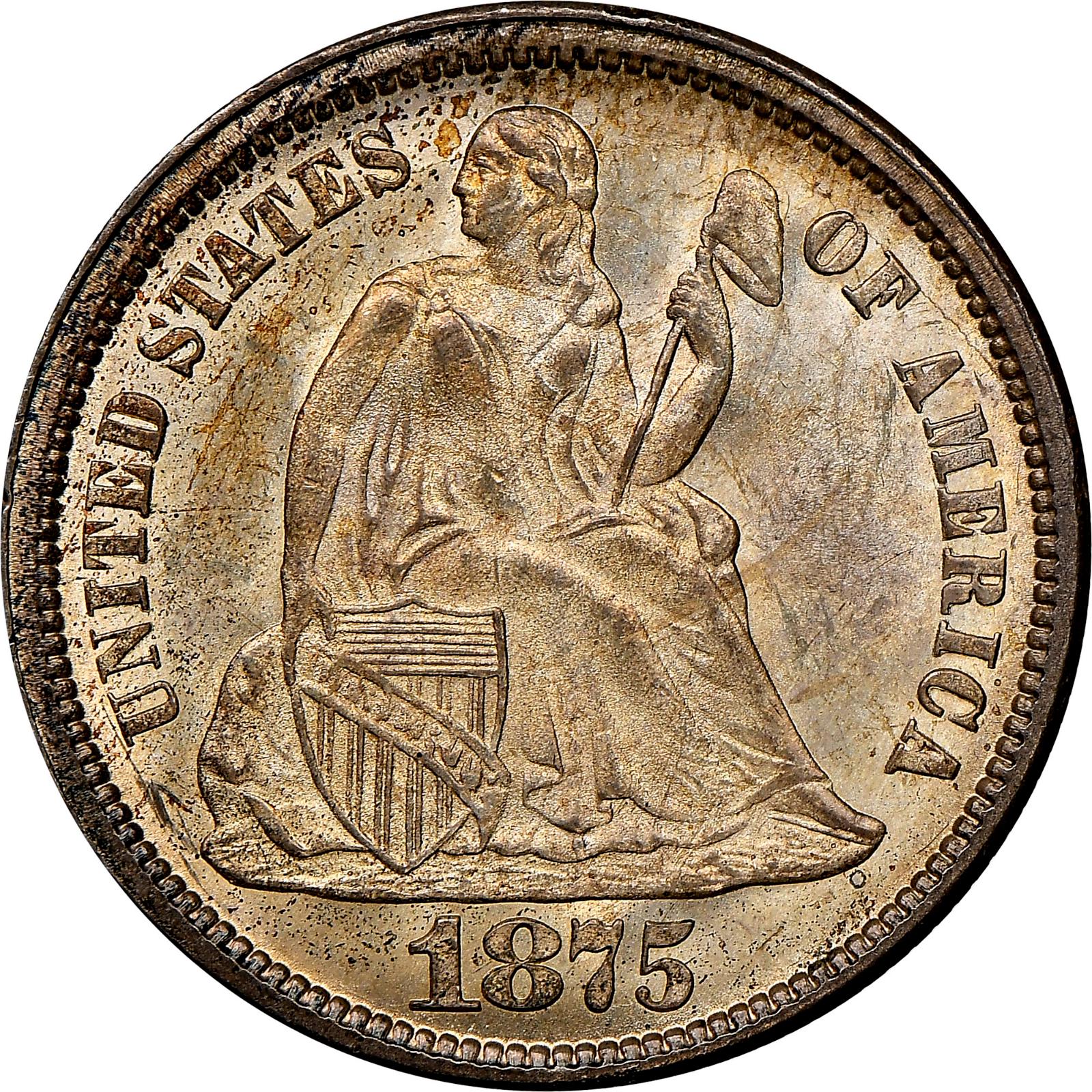 1875 Seated Liberty Dime Prices | Ungraded, NGC, PCGS Values