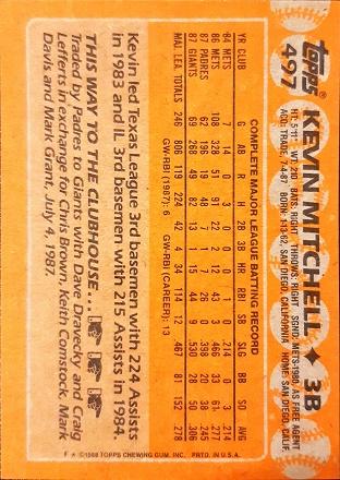 Kevin Mitchell #497 Prices | 1988 Topps | Baseball Cards