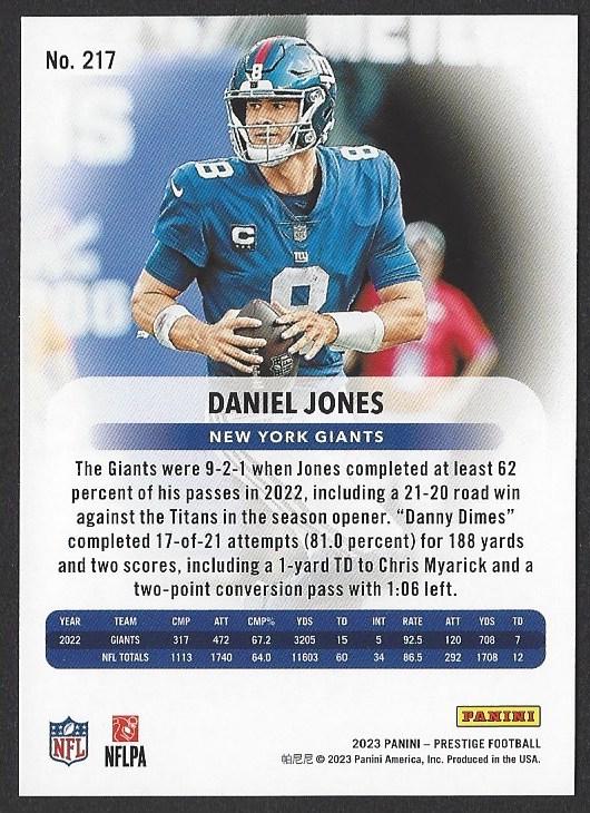 Daniel Jones #217 Prices | 2023 Panini Prestige | Football Cards