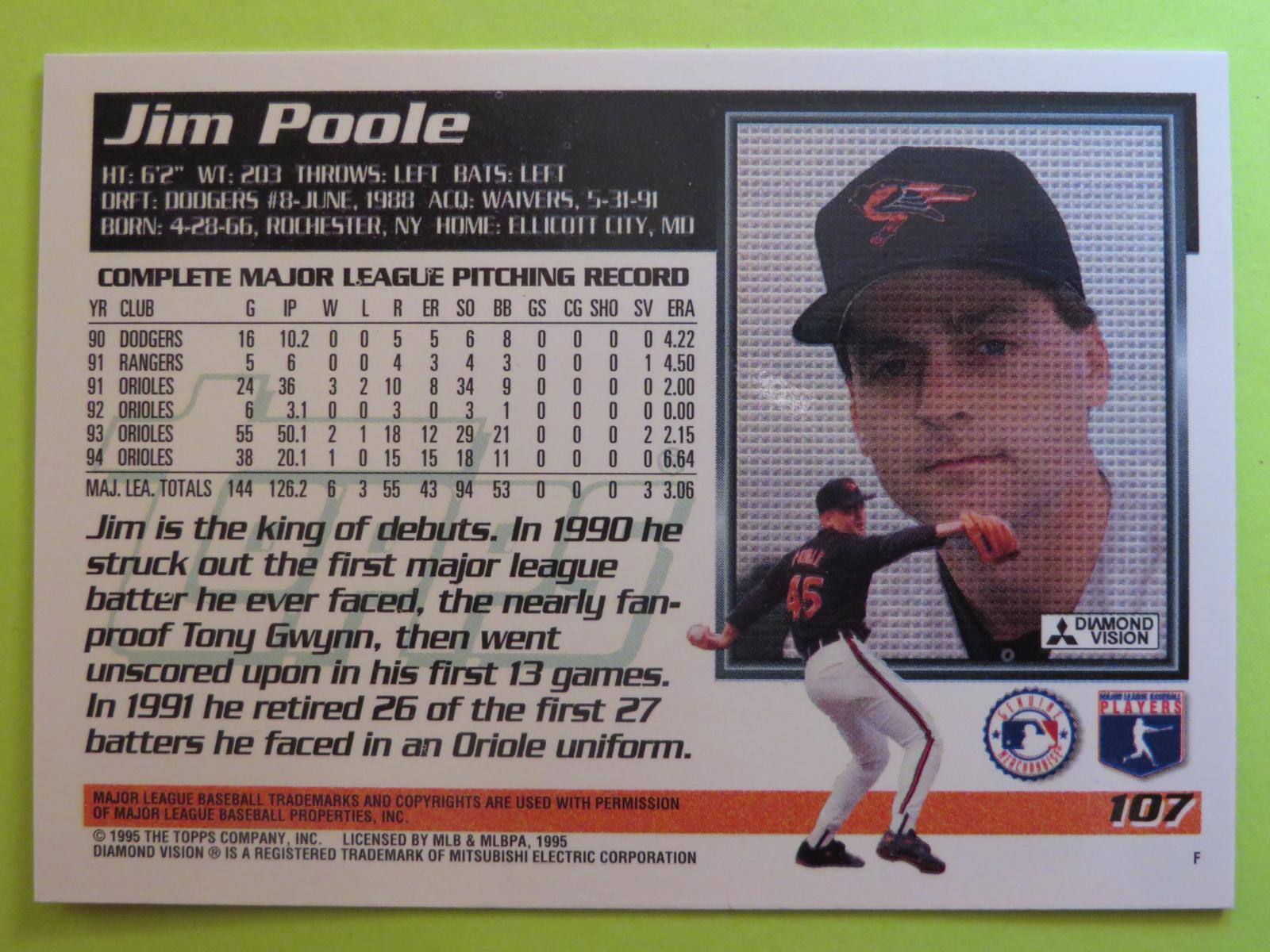 Jim Poole #107 Prices | 1995 Topps | Baseball Cards