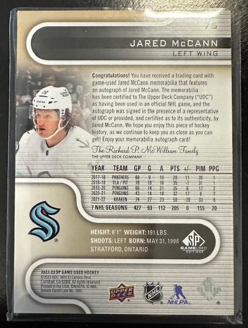 Jared McCann [Gold Autograph Premium Memorabilia] #75 Prices | 2022 SP ...