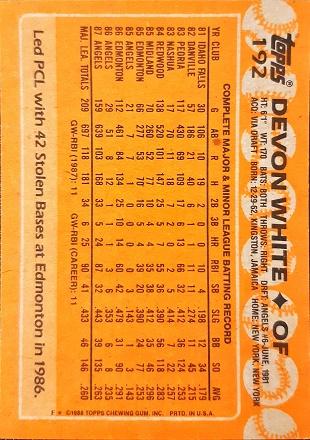 Devon White #192 Prices [Rookie] | 1988 Topps | Baseball Cards