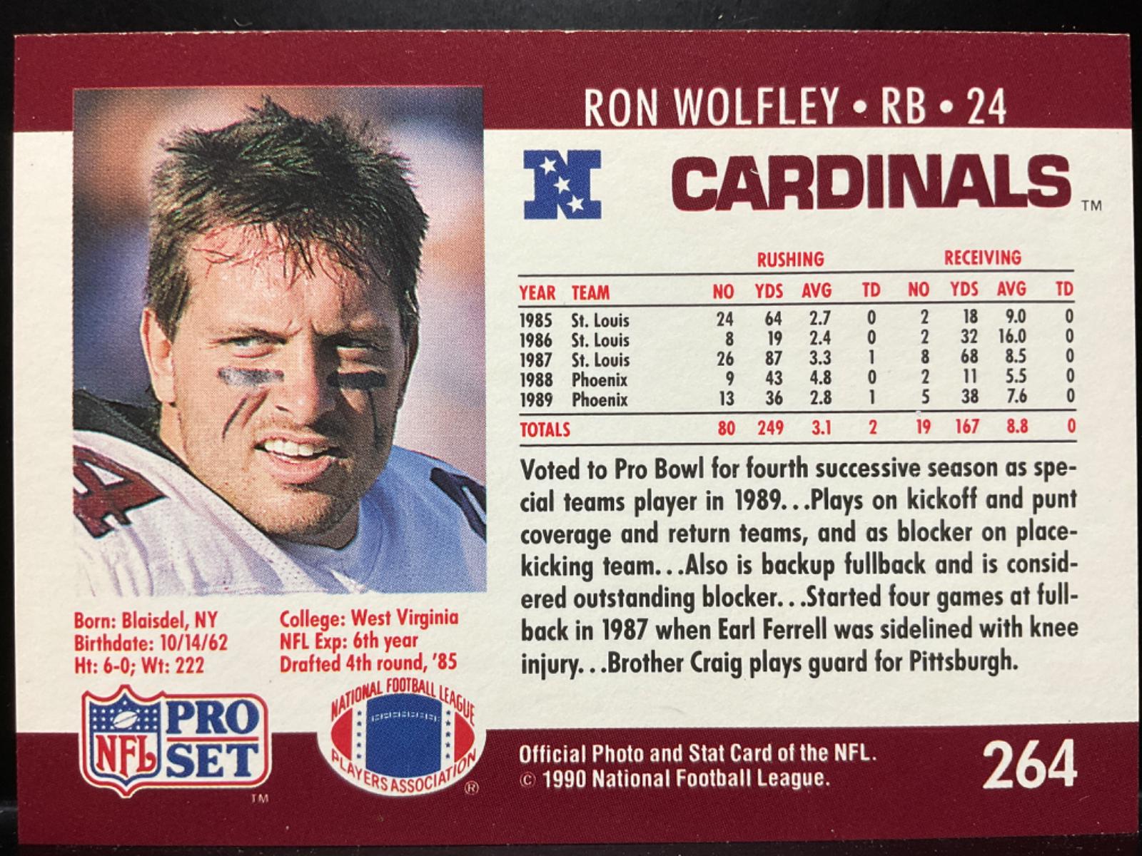 Ron Wolfley #264 Prices | 1990 Pro Set | Football Cards