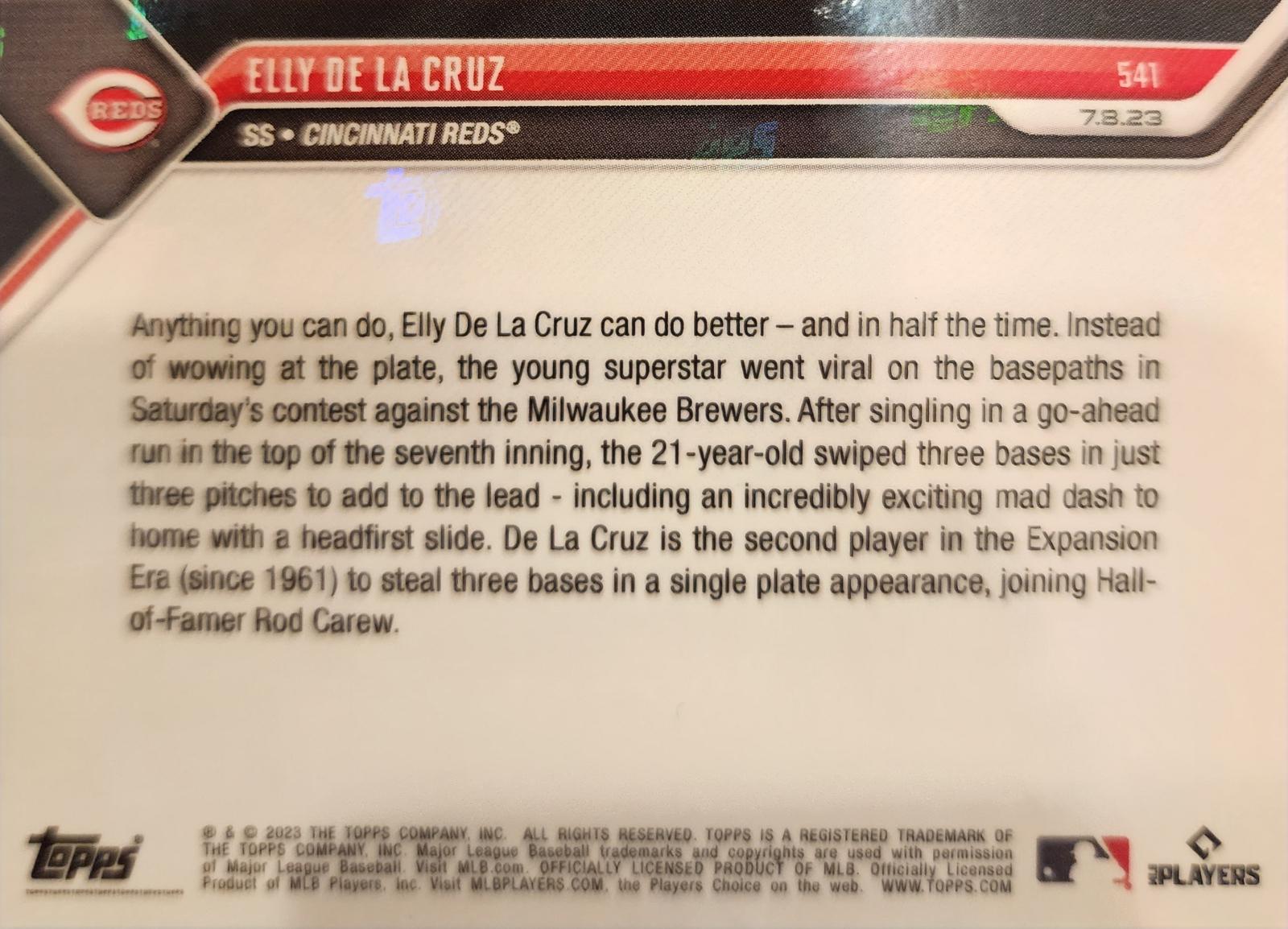 Elly De La Cruz #541 Prices [Rookie] | 2023 Topps Now | Baseball Cards