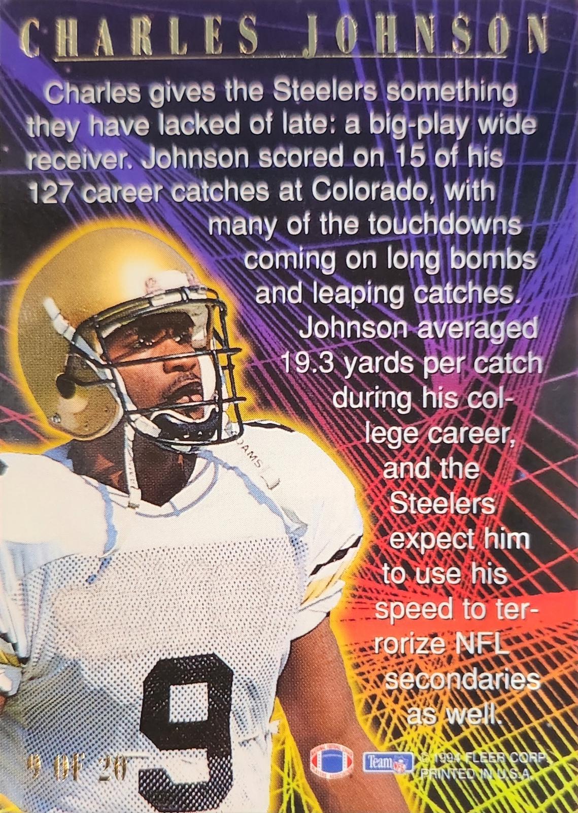 Charles Johnson #9 of 20 Prices | 1994 Ultra First Rounders | Football ...