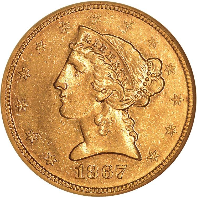 1867 Liberty Head Half Eagle Prices | Ungraded, NGC, PCGS Values