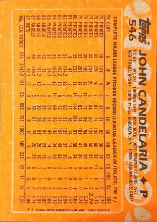 John Candelaria #546 Prices | 1988 Topps | Baseball Cards