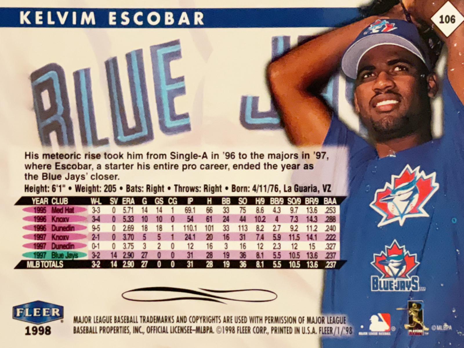 Kelvim Escobar #106 Prices | 1998 Fleer Tradition | Baseball Cards