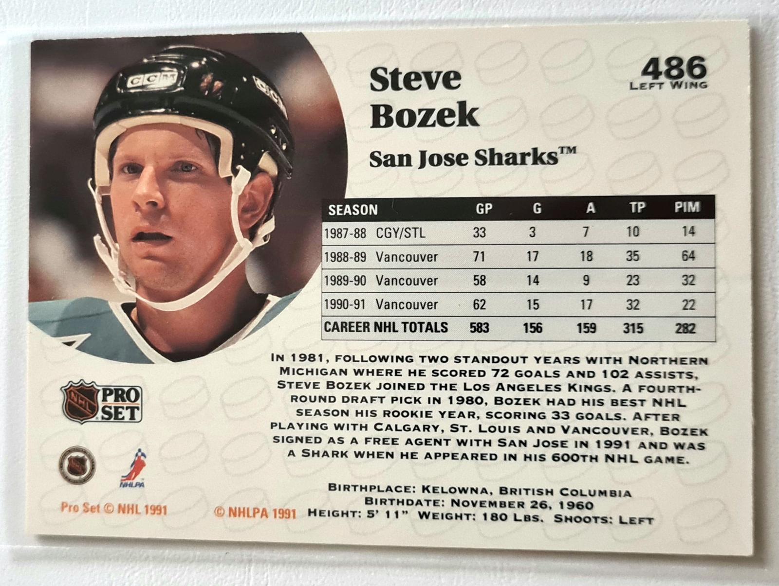 Steve Bozek #486 Prices | 1991 Pro Set | Hockey Cards
