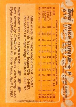 Mike Dunne #619 Prices [Rookie] | 1988 Topps | Baseball Cards
