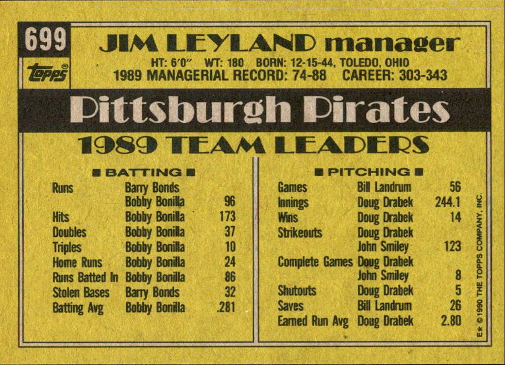 Jim Leyland #699 Prices | 1990 Topps | Baseball Cards