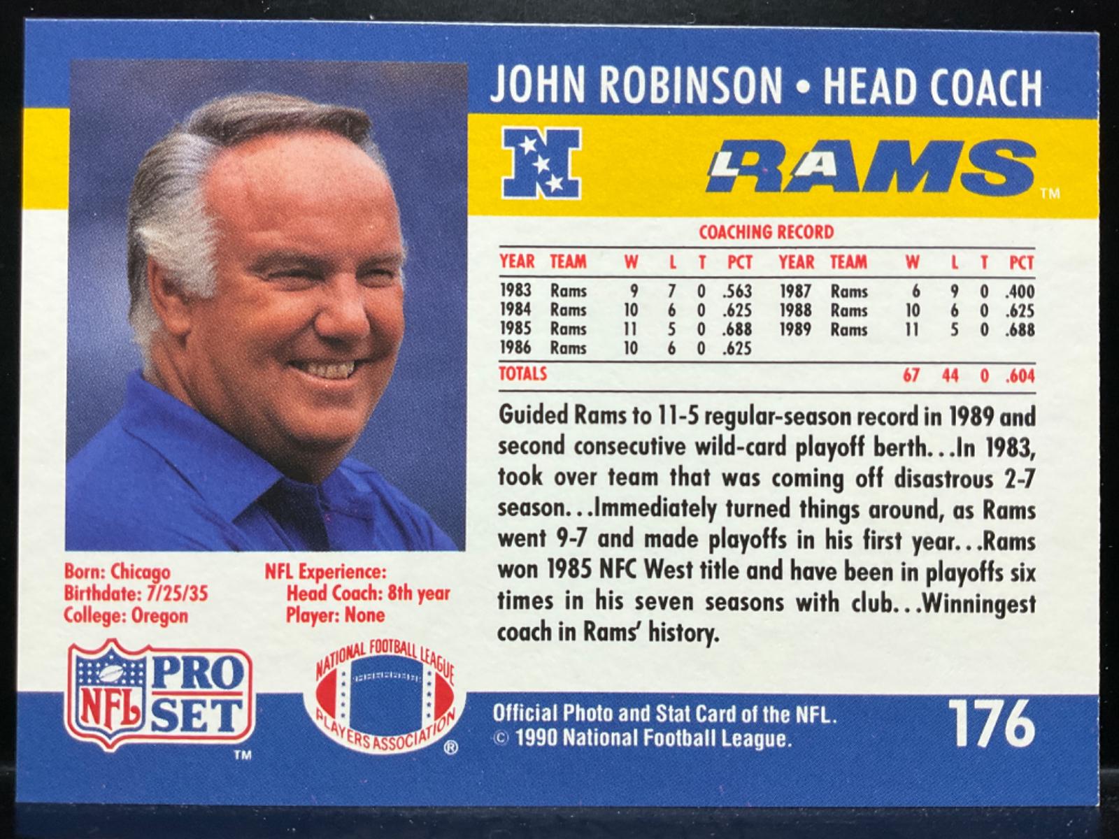 John Robinson #176 Prices | 1990 Pro Set | Football Cards