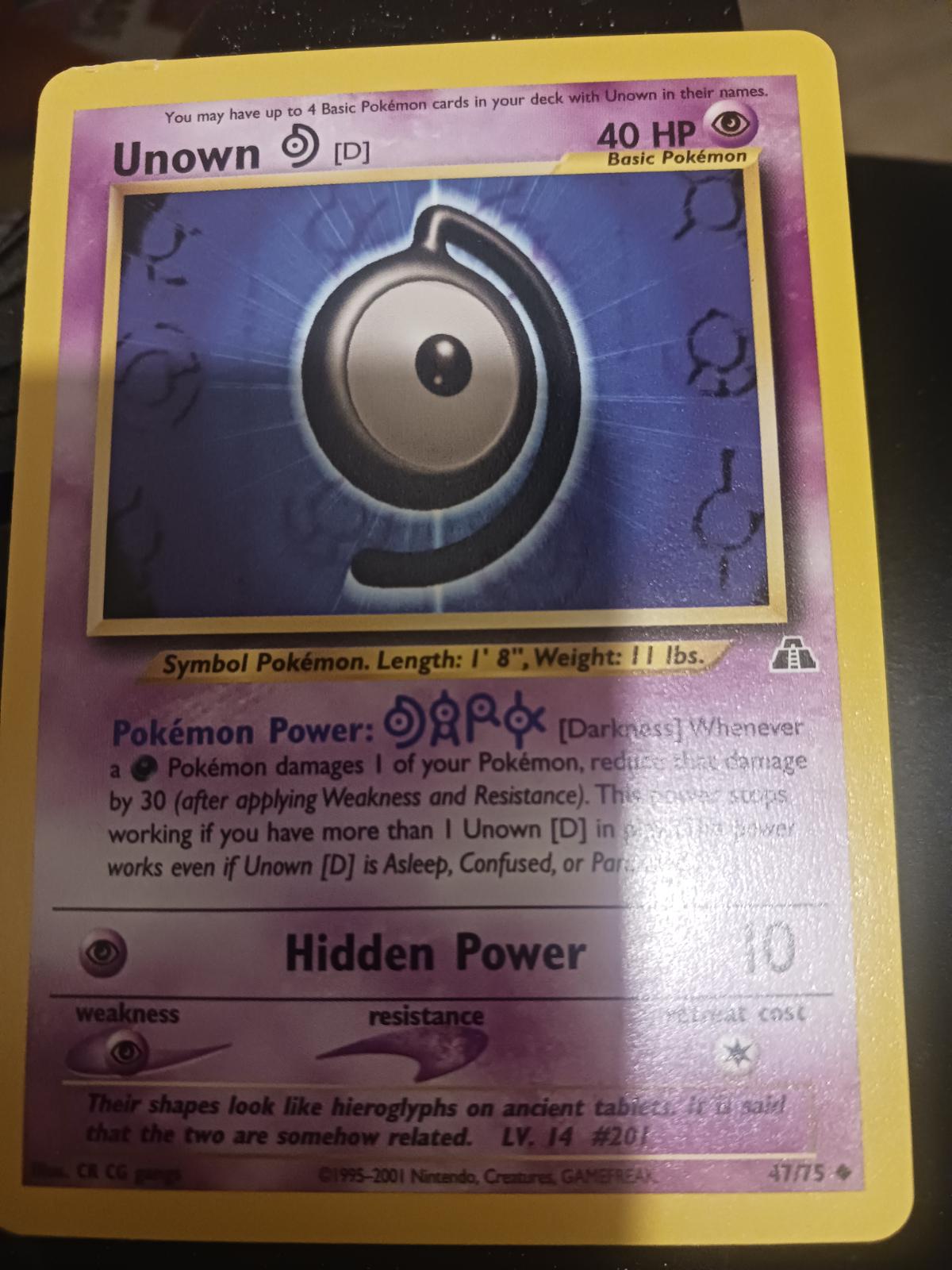 Unown D #47 Prices | Pokemon Neo Discovery | Pokemon Cards