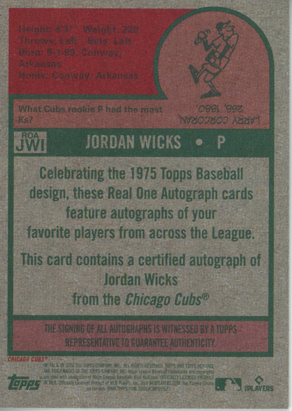 Jordan Wicks [Special Edition Red Ink] #ROA-JWI Prices | 2024 Topps Heritage Real One Autograph ...