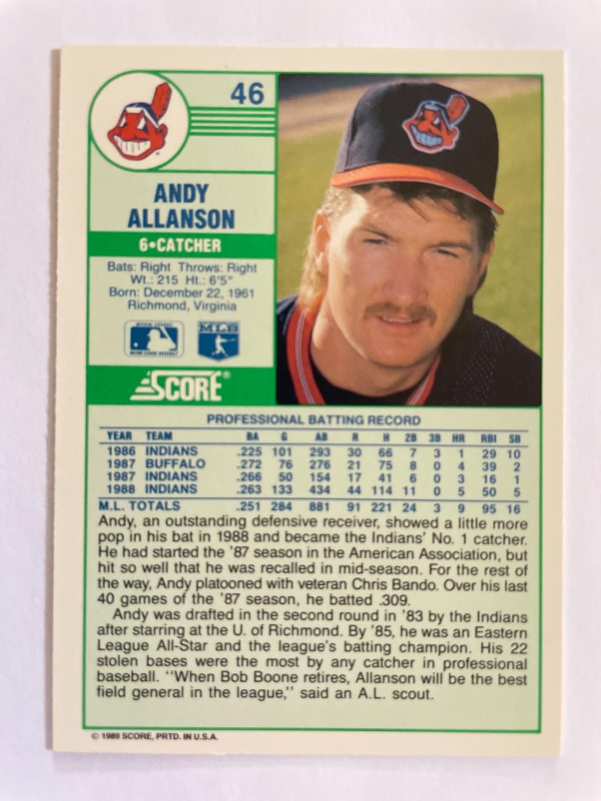 Andy Allanson #46 Prices | 1989 Score | Baseball Cards