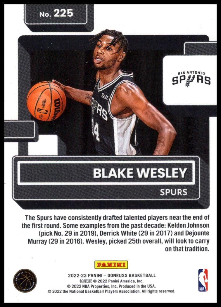 Blake Wesley #225 Prices [Rookie] | 2022 Panini Donruss | Basketball Cards