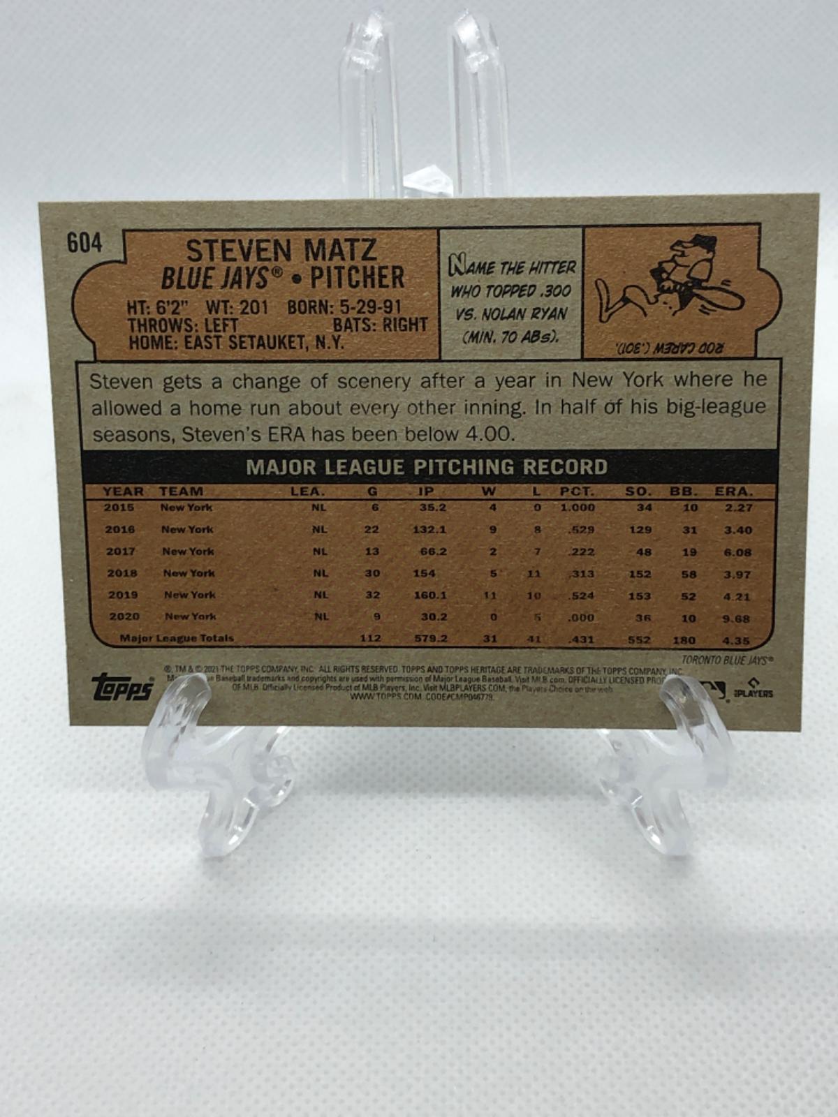 Steven Matz #604 Prices | 2021 Topps Heritage | Baseball Cards