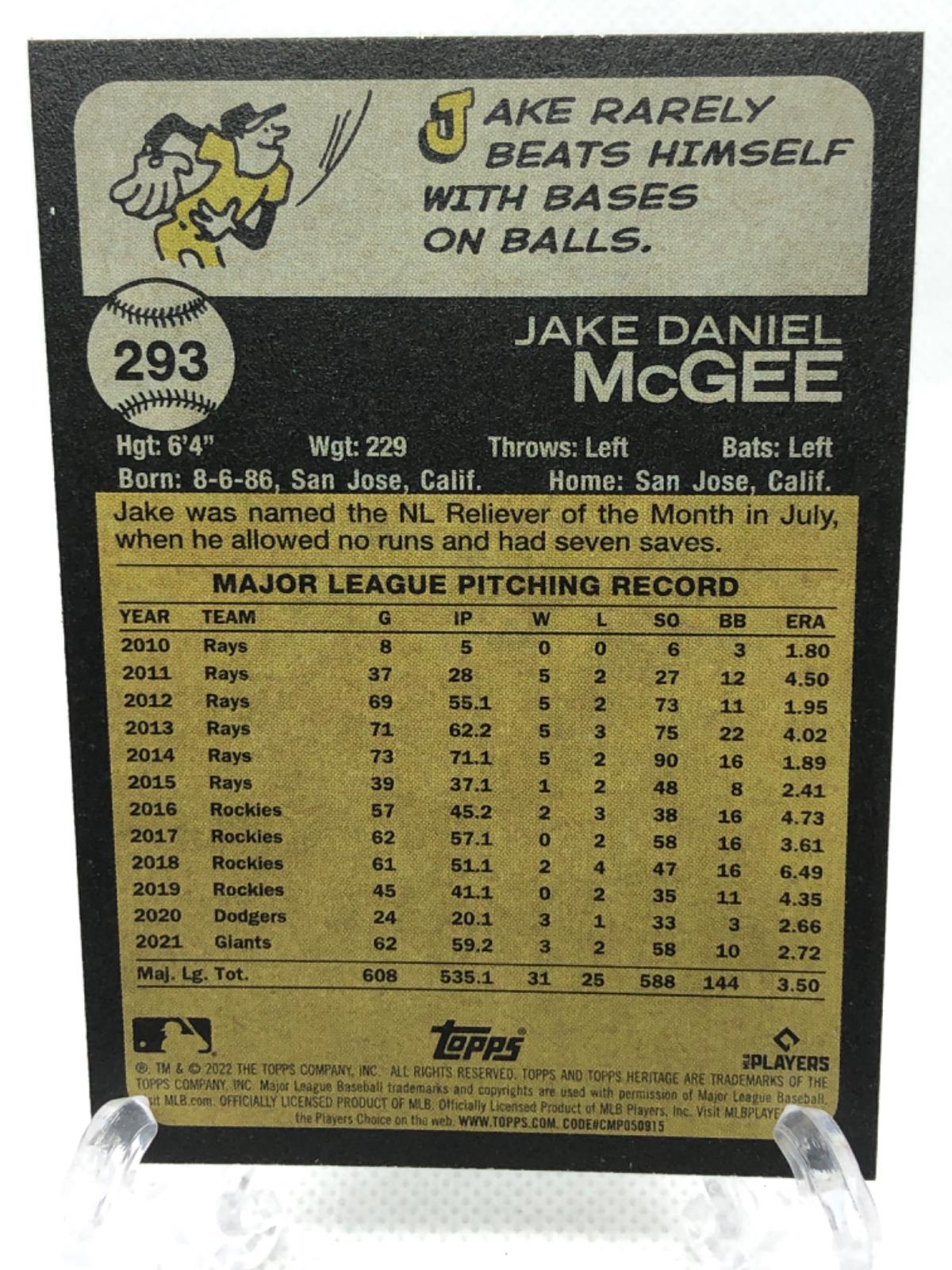 Jake McGee #293 Prices | 2022 Topps Heritage | Baseball Cards