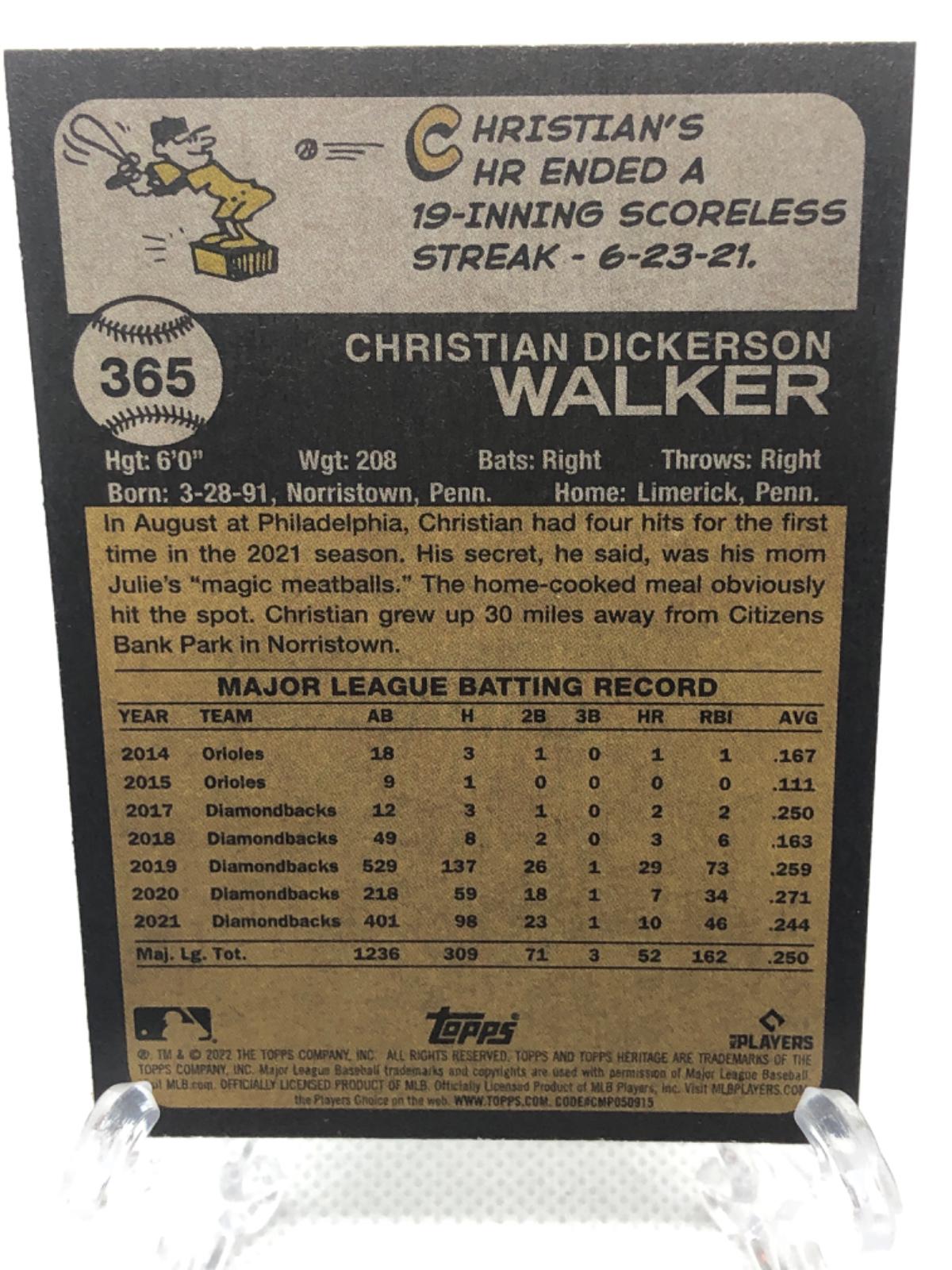 Christian Walker #365 Prices | 2022 Topps Heritage | Baseball Cards