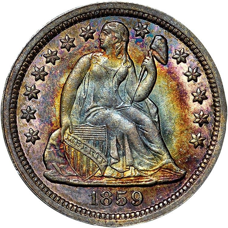 1859 Seated Liberty Dime Prices | Ungraded, NGC, PCGS Values