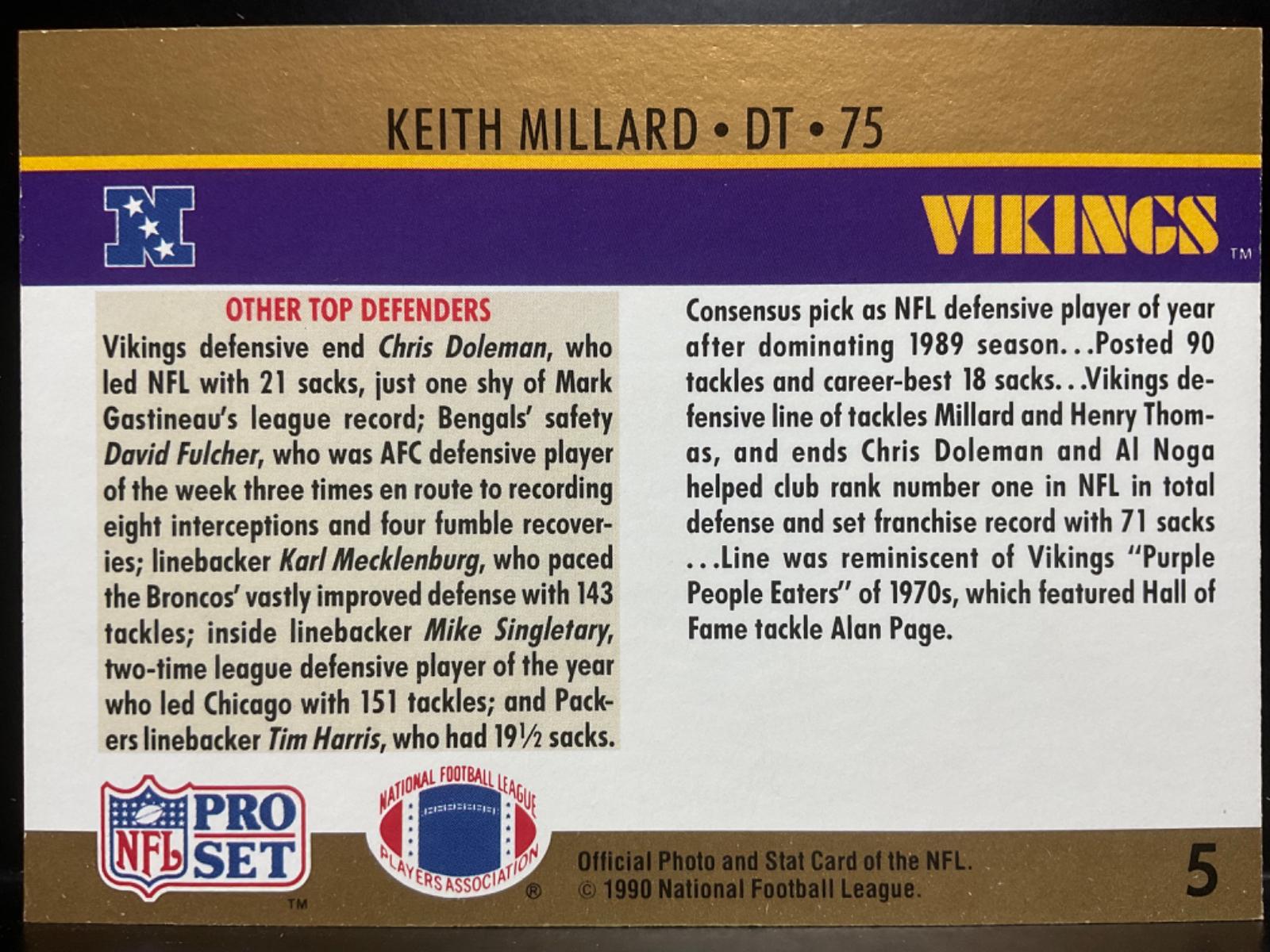 Keith Millard #5 Prices | 1990 Pro Set | Football Cards
