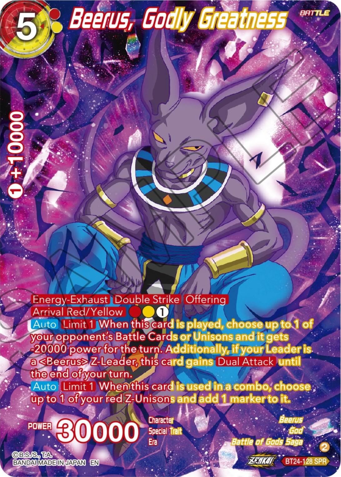 Beerus, Godly Greatness [SPR] BT24-128 Prices | Dragon Ball Super ...