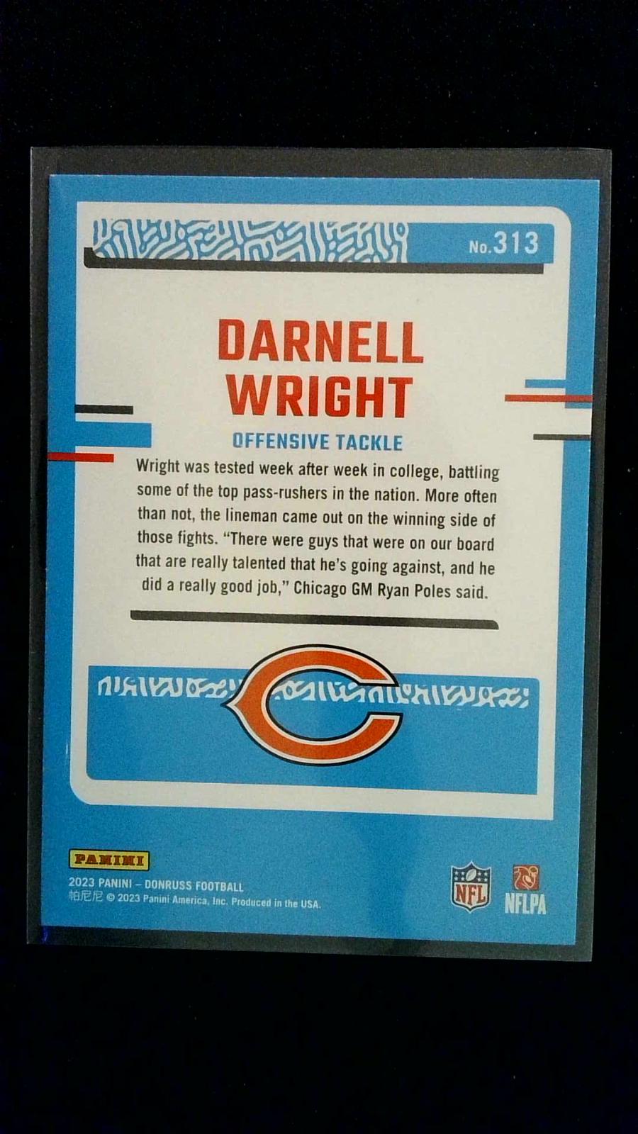 Darnell Wright #313 Prices [Rookie] | 2023 Panini Donruss | Football Cards