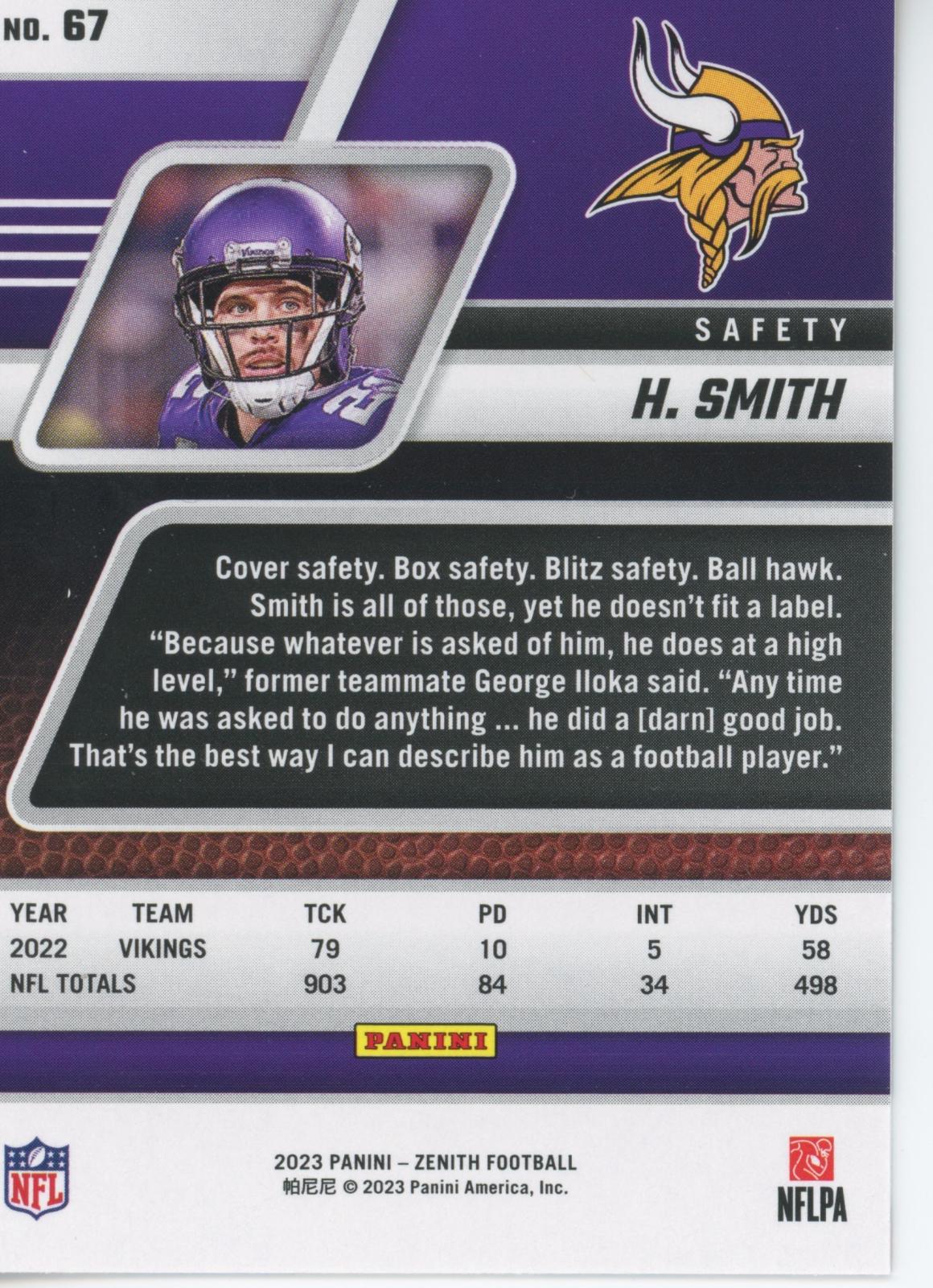 Harrison Smith #67 Prices | 2023 Panini Zenith | Football Cards