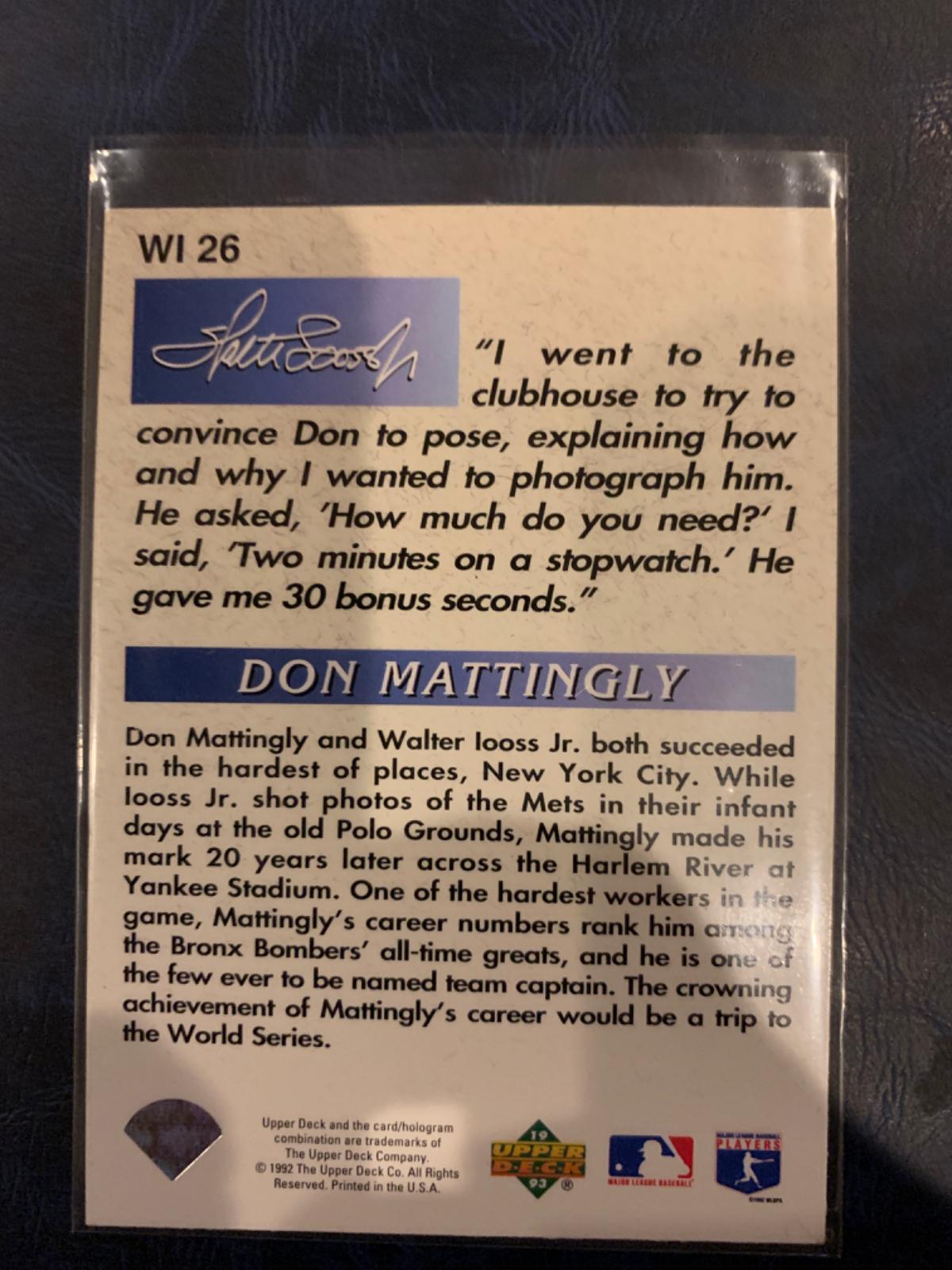 Don Mattingly [looss Collection] #WI 26 Prices | 1993 Upper Deck ...
