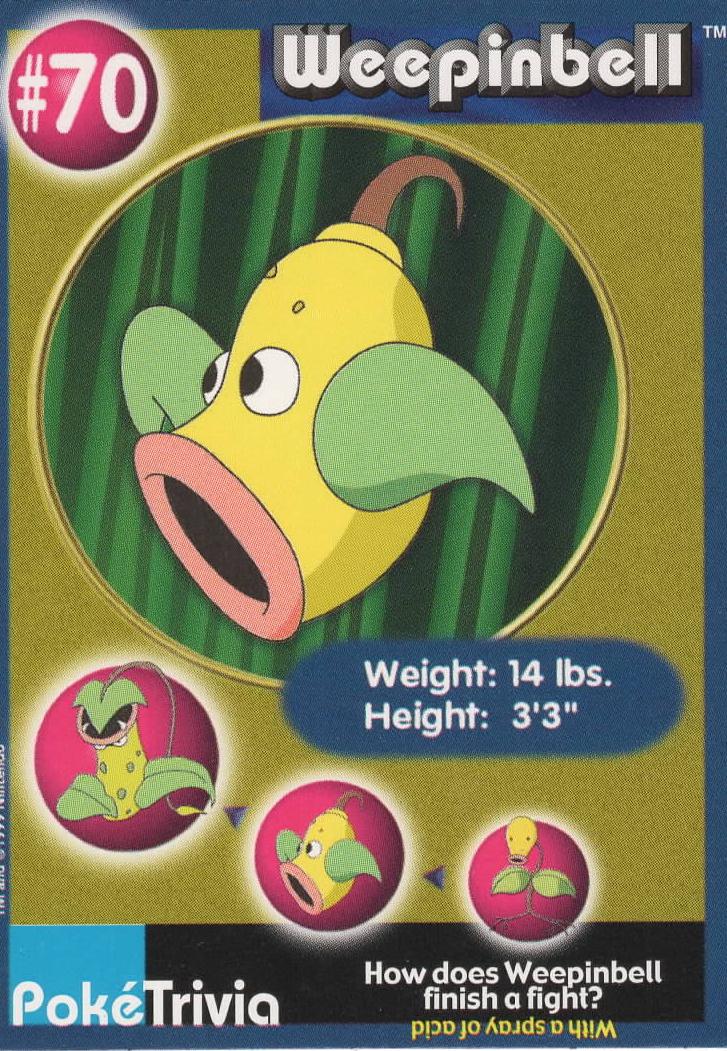 Weepinbell #70 Precios | Pokemon Burger King | Tarjetas de Pokemon