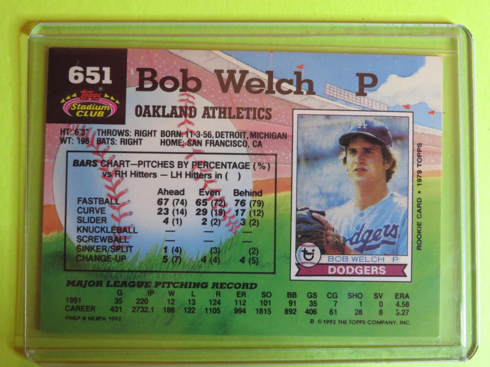 Bob Welch #651 Prices | 1992 Stadium Club | Baseball Cards