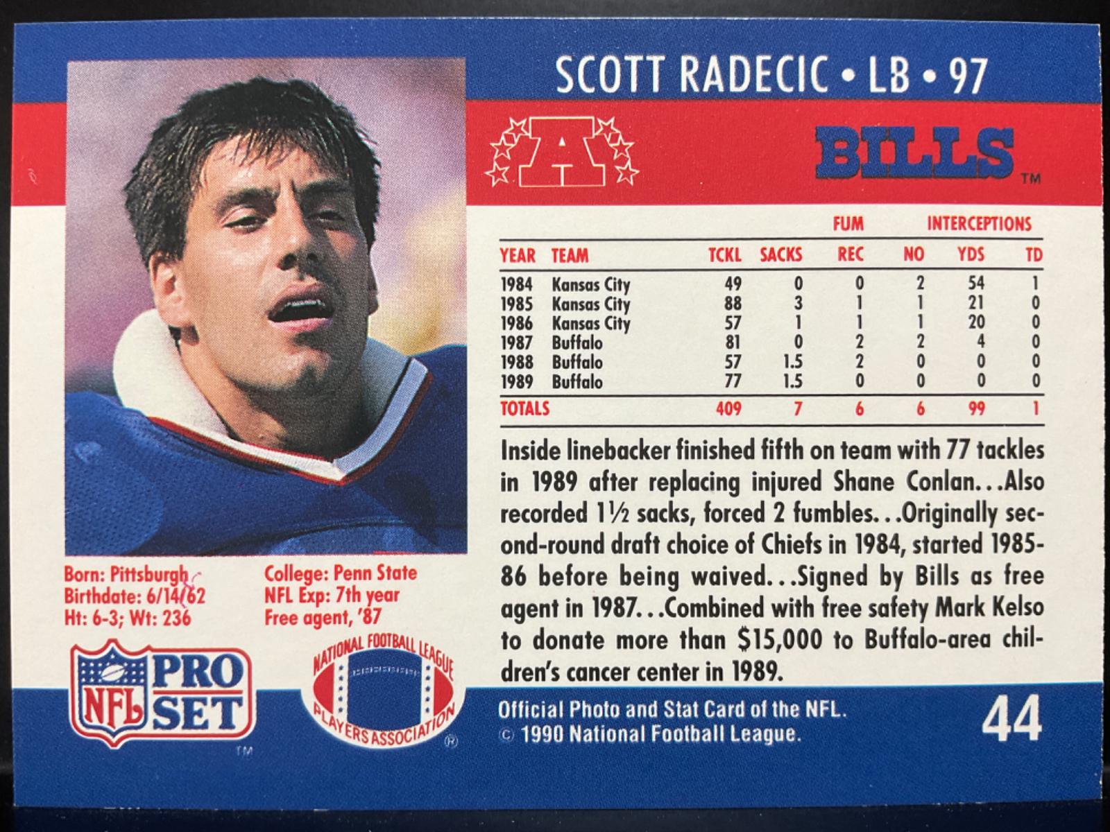 Scott Radecic #44 Prices [Rookie] | 1990 Pro Set | Football Cards