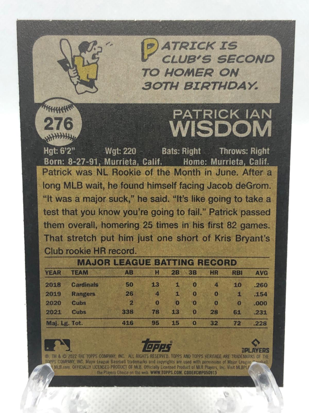 Patrick Wisdom #276 Prices [Rookie] | 2022 Topps Heritage | Baseball Cards