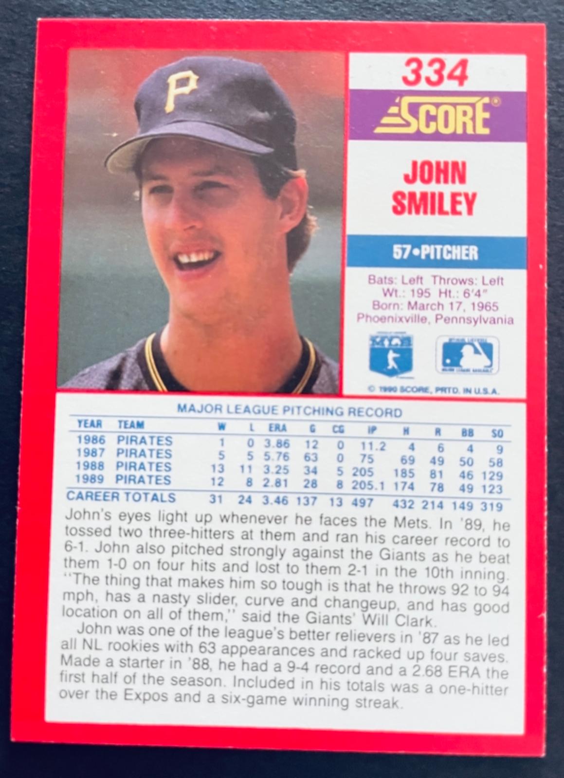John Smiley #334 Prices | 1990 Score | Baseball Cards