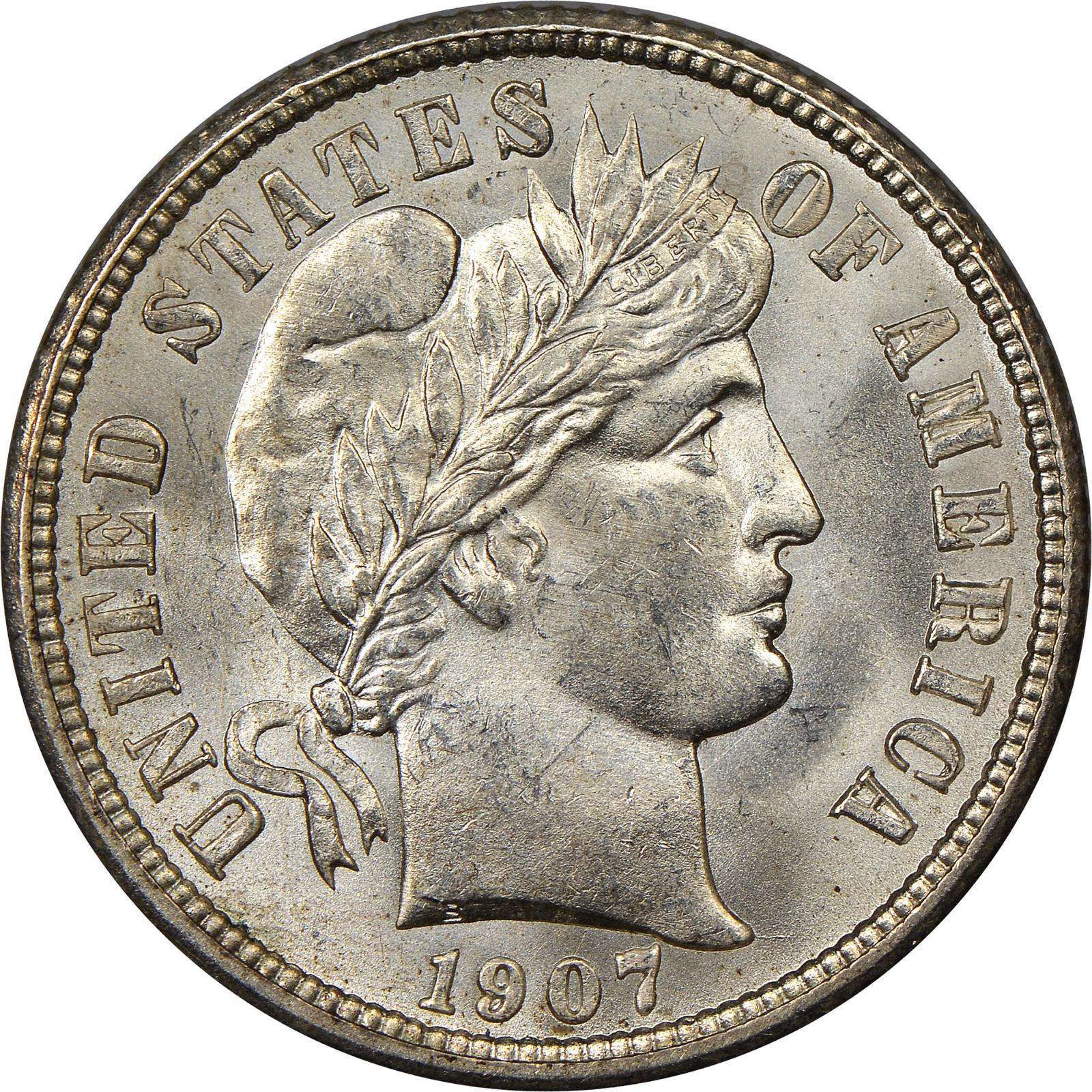 1907 Barber Dime Prices | Ungraded, NGC, PCGS Values