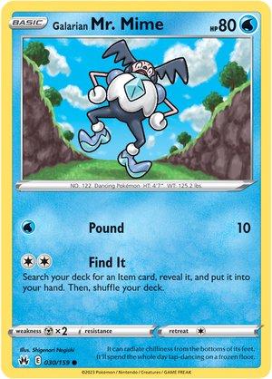 Galarian Mr. Mime #30 Prices | Pokemon Crown Zenith | Pokemon Cards