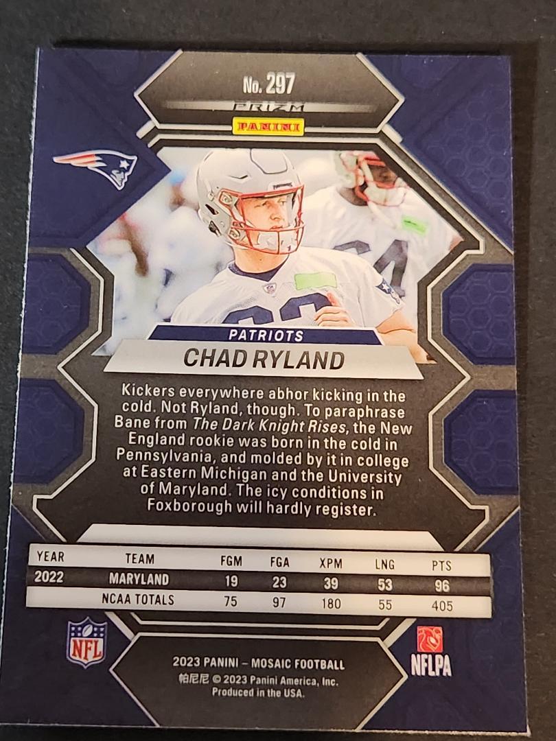 Chad Ryland #297 Prices [Rookie] | 2023 Panini Mosaic | Football Cards