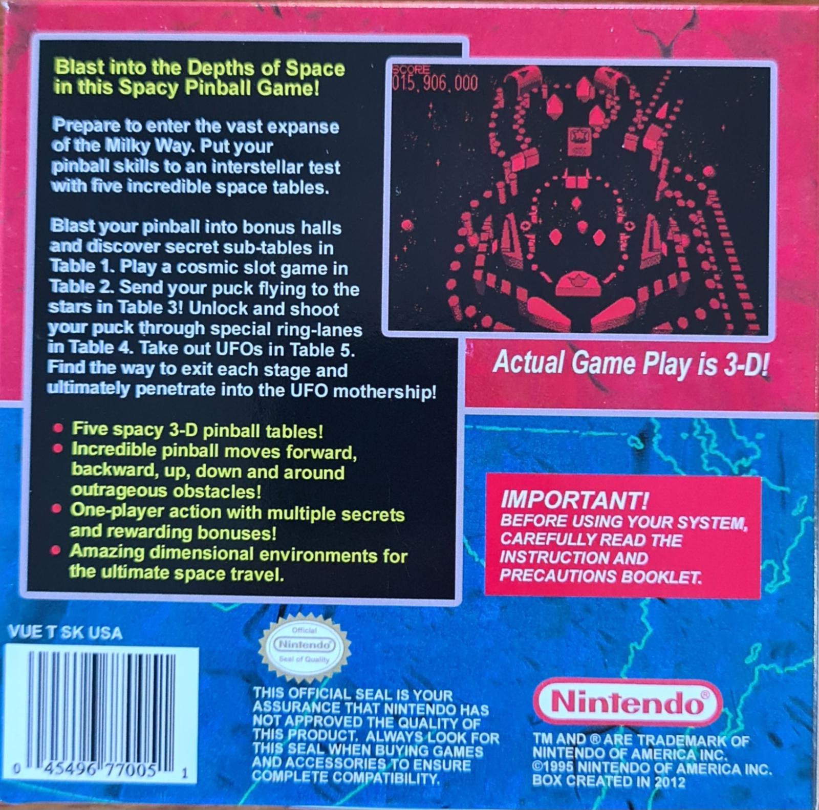 Space Pinball [Homebrew] Prices Virtual Boy | Compare Loose, CIB & New ...